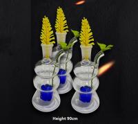 China Heat Resistant Borosilicate Glass Shisha 3 Bubble 35cm Water Pipe for sale