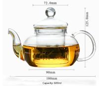 China 600ml Borosilicate Tea Kettle With Removable Stainless Steel Infuser for sale