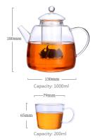China Borosilicate Glass Tea Coffee Maker Set 1000ml Teapot 4x200ml Cups for sale