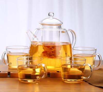 China Borosilicate Glass Tea Coffee Maker Set 1000ml Teapot 4x200ml Cups for sale