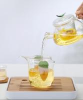 China Jade Decoration Borosilicate Glasswares 800ml Teapot 1200ml Share Cup for sale