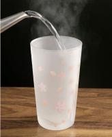China Frosting Chrysanthemum Borosilicate Glass Tumbler With PE Lid N Straw for sale