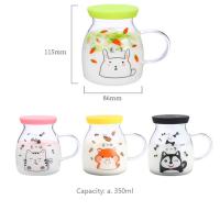 China 350ml Borosilicate Borosilicate Glass Mug Milk Cup With Silicone Cap for sale