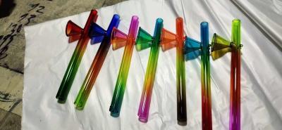 China Tobacco Leaves Borosilicate Glass Pipe Electroplated Colorful Film 12cm for sale