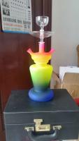 China 80cm High Borosilicate Glass Shisha Gradient Pink Yellow Blue Design Full Size for sale