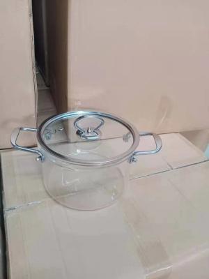 China 4500ml High Borosilicate Glass Pot With Cast Steel Ring Reinforced Lid for sale