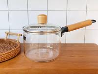 China ISO Single Handle Borosilicate Glass Pot Clear Transparent Color for sale