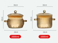 China 2L Pumpkin Pattern Clear Glass Cooking Pots With Lid And Dual Handles for sale
