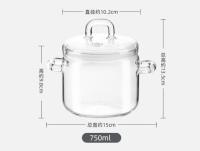 China Dual Handles Borosilicate Glass Pot With Lid 200ml 500ml 750ml Volume for sale