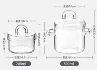 China Dual Handles Borosilicate Glass Pot With Lid 200ml 500ml 750ml Volume for sale
