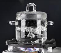 China Dual Handles Borosilicate Glass Pot With Lid 200ml 500ml 750ml Volume for sale
