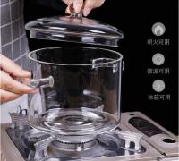 China 1500ML Hi Borosilicate Glass Steamer Pot Salad Soup Bowl Dinnerware Food Grade Lead Free for sale