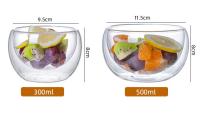 China Double Walled Double Wall High Borosilicate Glass Dinnerware Glass Bowl Heat Resistant for sale