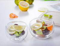 China Double Walled Double Wall High Borosilicate Glass Dinnerware Glass Bowl Heat Resistant for sale