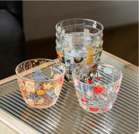 China Thick Decorated Borosilicate Glass Dinnerware 450ML Sturdy Milk Bowl for sale