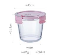 China 600ML Borosil Glass Dinner Set Takeaway Food Bowl With PP Lid for sale