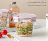 China 600ML Borosil Glass Dinner Set Takeaway Food Bowl With PP Lid for sale