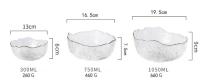 China Gold Edged Borosilicate Glass Dinnerware Salad Fruit Bowl Lux Set of 3 for sale