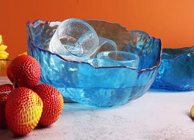 China Gold Edged Borosilicate Glass Dinnerware Salad Fruit Bowl Lux Set of 3 for sale