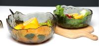 China Gold Edged Borosilicate Glass Dinnerware Salad Fruit Bowl Lux Set of 3 for sale