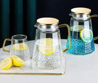 China 1500ml 420ml Borosilicate Glass Carafe Set Of 9 With SS Strainer Lid for sale