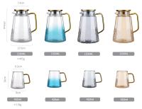 China 1500ml 420ml Borosilicate Glass Carafe Set Of 9 With SS Strainer Lid for sale