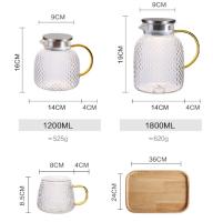 China Heat Resistant High Borosilicate Glass Pitcher 1200ml 400ml Teapot Set Of 8 for sale