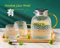 China Heat Resistant High Borosilicate Glass Pitcher 1200ml 400ml Teapot Set Of 8 for sale
