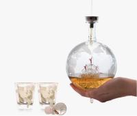 China 850ml Custom Wine Glasses Rotary Borosilicate Glass Wine Decanter for sale