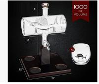 China Swordfish Borosilicate Glass Decanter Whiskey Dispenser Luxurious Set for sale