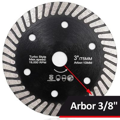 China Hot Press Sintered 75mm Diamond Saw Blade Super Thin Turbo Cutting Granite for sale