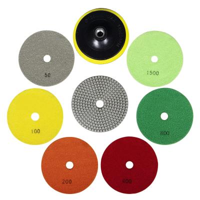 China 4 Inch Wet Dry 8 Piece Set Diamond Pads Polishing Granite Stone Concrete Marble 800 Grit for sale