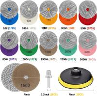China 13 Packs 4 Inch Diamond Polishing Pad 1500 Grit For Marble for sale