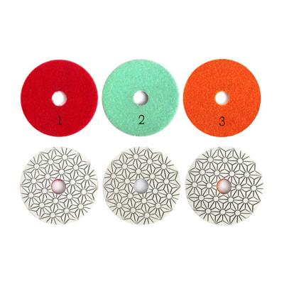 China Thickness 3mm Dry 3 Step Vitrified Diamond Polishing Pads 100mm for sale