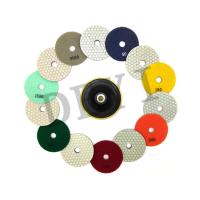 China Flexible 5 Inch 3 Step Diamond Resin Dry Polishing Pads 125mm for sale