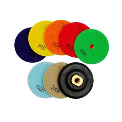 China 7pcs 4 Inch Dry Diamond Polishing Pads Set With M14 Rubber Backer for sale