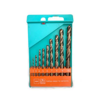 China 10pcs/Set Plating Titanium Cobalt Twist Drill Bit For Metal 118 Degree for sale