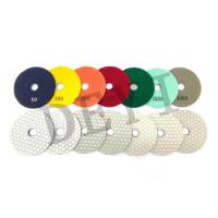 China Flexible 5 Inch 3 Step Diamond Resin Dry Polishing Pads 125mm for sale