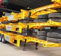 China 40FT 45t Skeleton Truck Semi Container Chassis Trailer with 12 Tires for sale