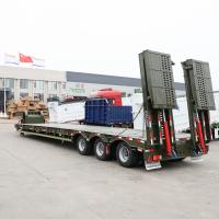 China Wabco Braking Valve 80ton Low Bed Semi Trailer for Heavy Object Carrier Transportation for sale