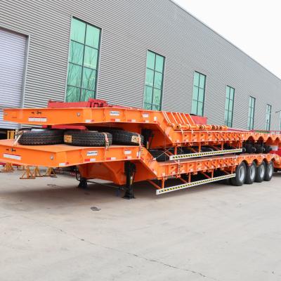 China 12 Tyres 50ton Payload 3 Axles Lowbed Semi Truck Trailer for Long Distance Hauling for sale