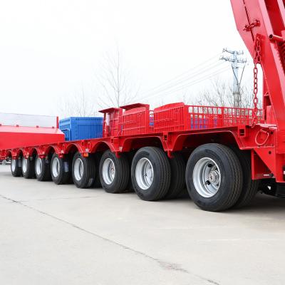 China High Strength Multi 3 Axle Flatbed Semi-Trailer for 60 80 100 Tons Lowboy Truck Trailer for sale
