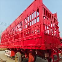 China Leaf Spring Suspension 12 Tire Huayue 4 Axles Flatbed Stake Fence Semi Trailer for 60tons for sale