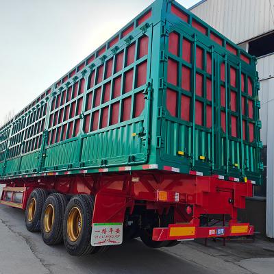 China 60 Ton Heavy Duty Fence Cargo Truck Trailers with 13000*2500*3250mm Drop Side Wall for sale