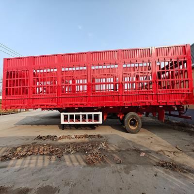 China Flatbed 3 Axle 13m Fence Cargo Semi Trailer 36-50t Transportion Sidewall Fence Truck for sale