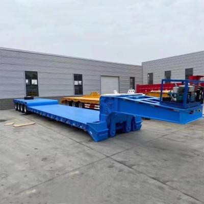 China 4 Axles Heavy Duty Excavator Transport Gooseneck Low Loader Bed Lowbed Semi Trailer for sale