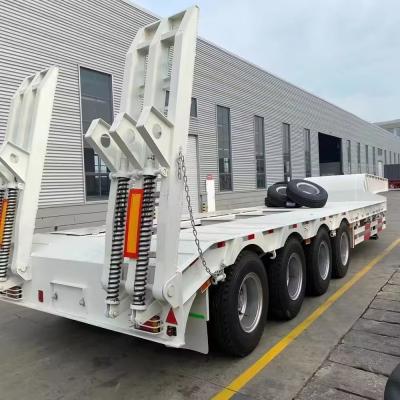China 13000x2500-3000x1650mm Steel Low Bed Lowbed Semi Trailer with Extendable Ramp System for sale