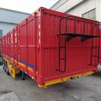 China Flatbed Utility Semi Trailer 3 Axle Drop Side Fence Livestock Trailer for Cargo Ships for sale