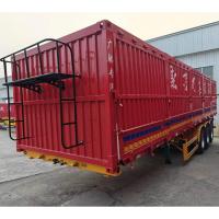China Flatbed Utility Semi Trailer 3 Axle Drop Side Fence Livestock Trailer for Cargo Ships for sale