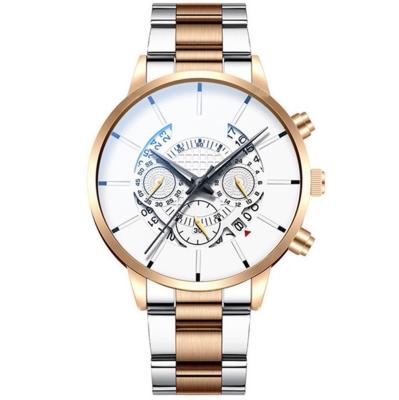 China 43mm Quartz Stainless Steel Watch 3ATM Two Tone Quartz Watch Multi Functional for sale